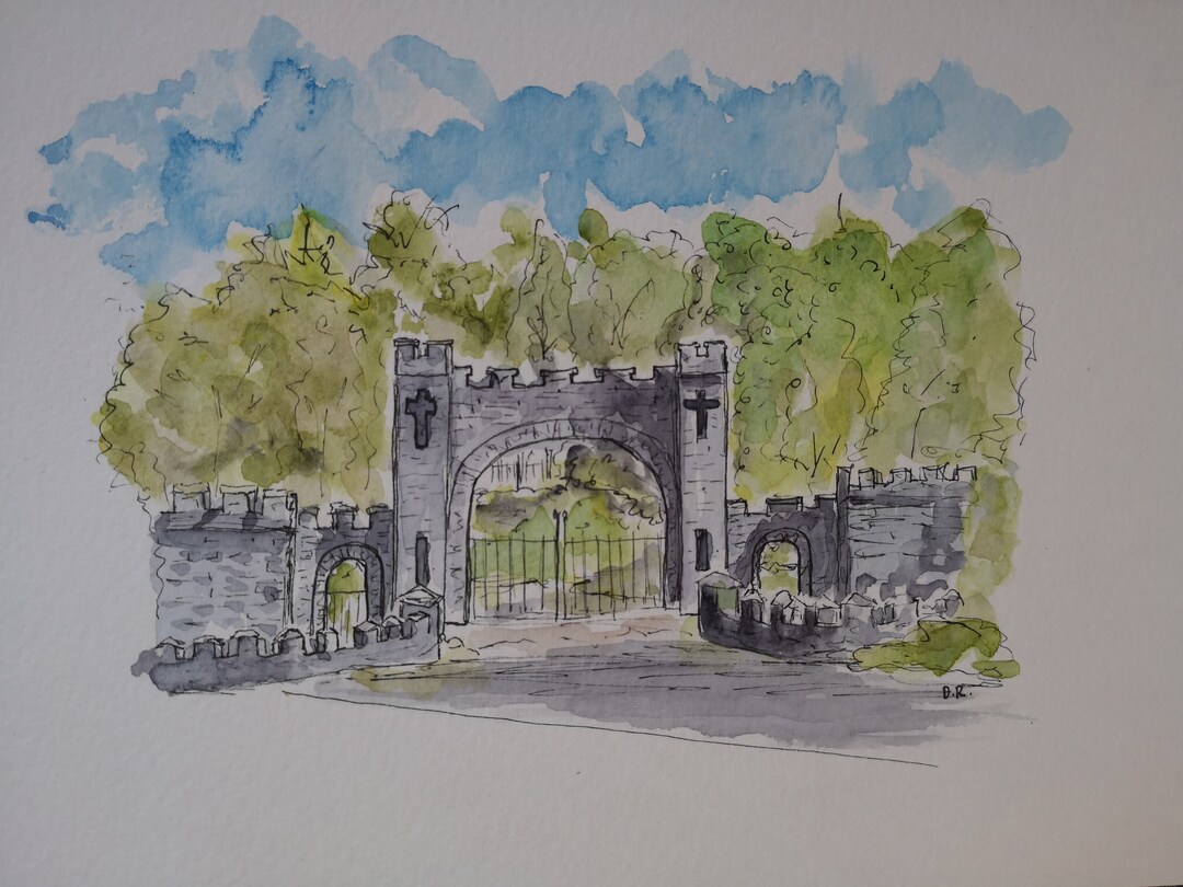 Carrowdore Castle Gates in Pen and Watercolour. A5 Size. - Etsy