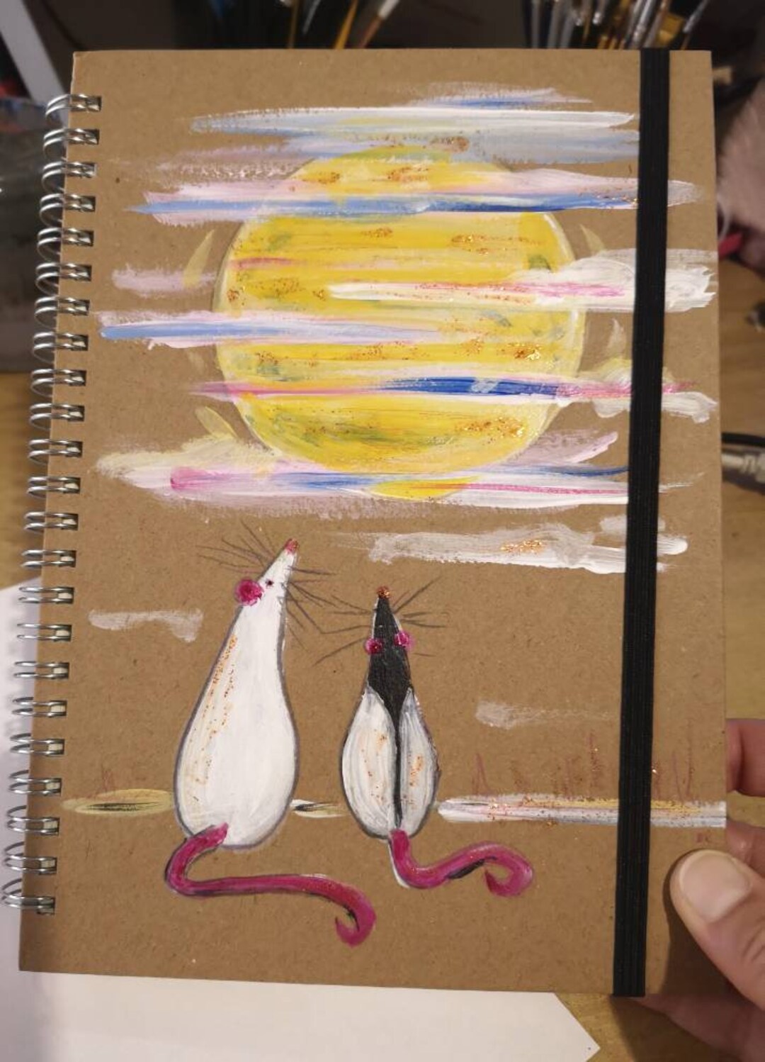 Rat Design Hand Painted Notebook. Lined Pages. Spiral Bound. A5 Size - Etsy