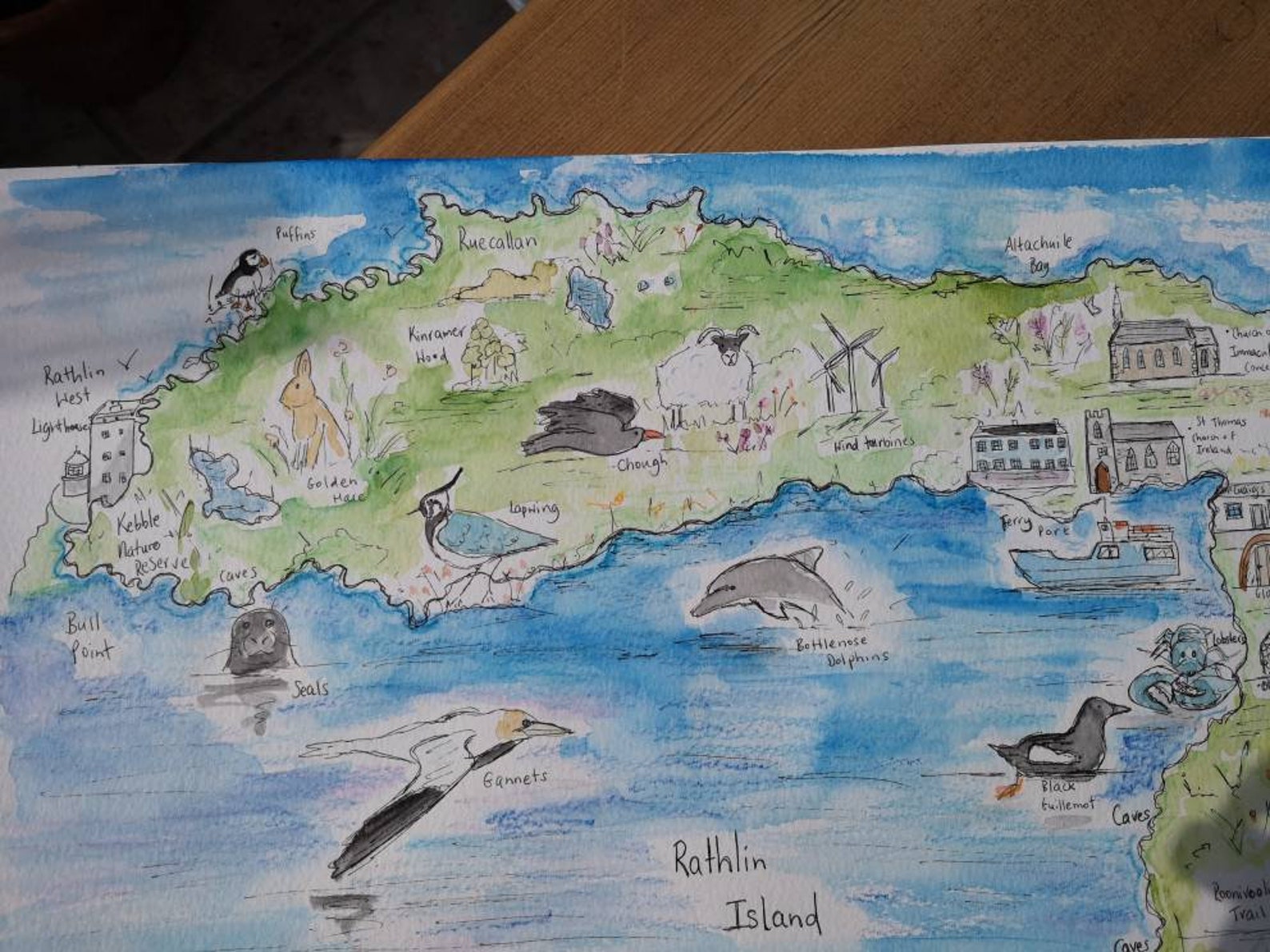 Rathlin Island Hand Drawn Illustrated Map. Original. A3 Size. - Etsy