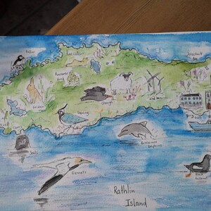 Rathlin Island Illustrated Map. Original. A3 Size. - Etsy