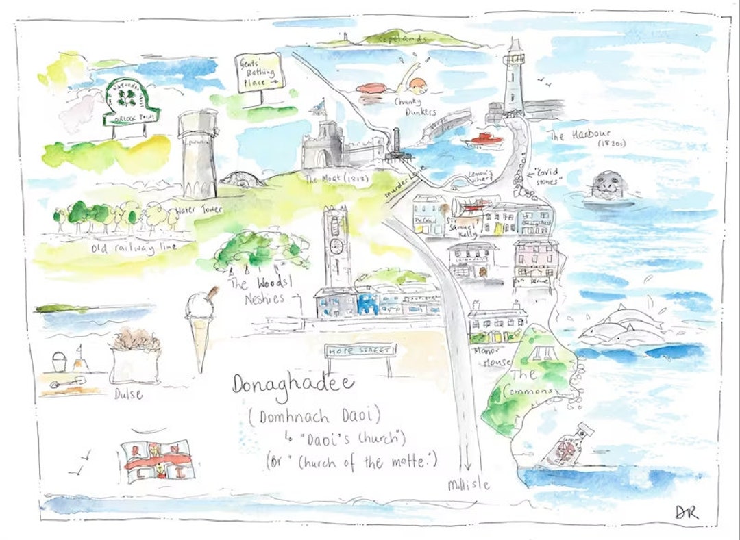 Donaghadee Map Poster Print. Illustrated. Unframed. A4/ A3 - Etsy UK