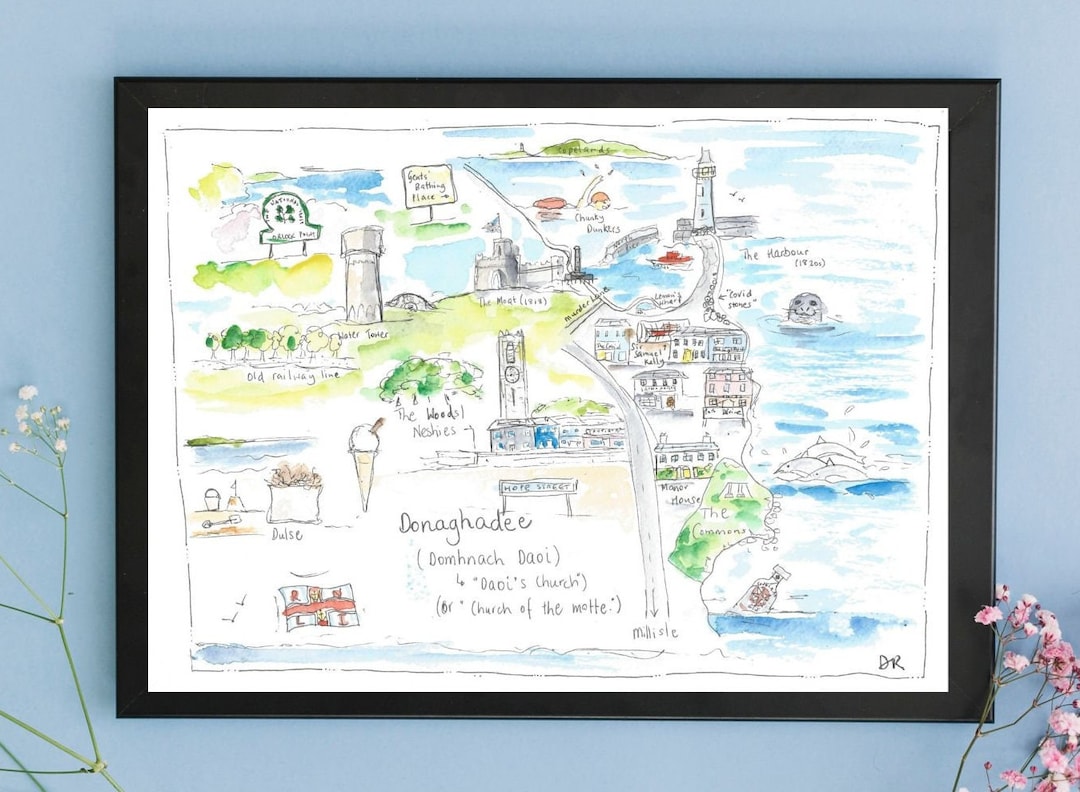 Donaghadee Map Poster Print. Illustrated. Unframed. A4/ A3 Sizes - Etsy UK