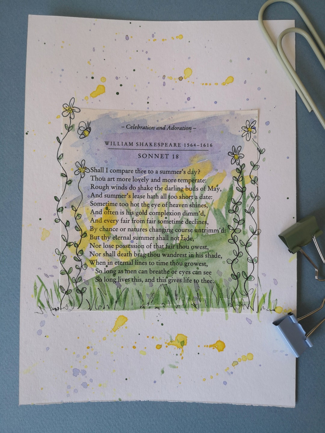 Sonnet 18 Shakespeare Illustrated in Pen and Watercolour. Shall I ...