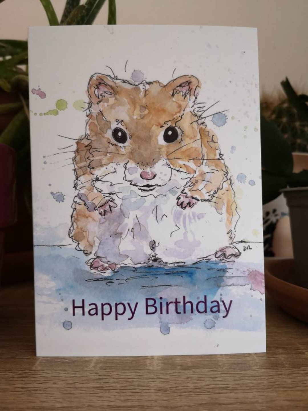 Hamster Art Birthday Greeting Card. A6 Size. - Etsy