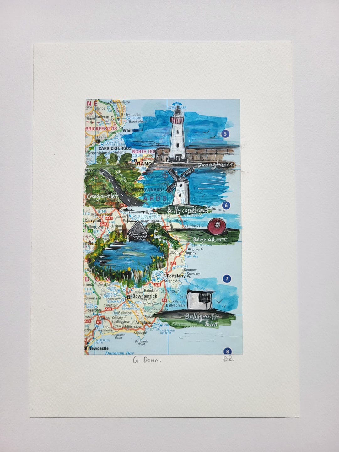 Co Down Hand Painted Illustrated Map A4 Size. Original Painting. - Etsy