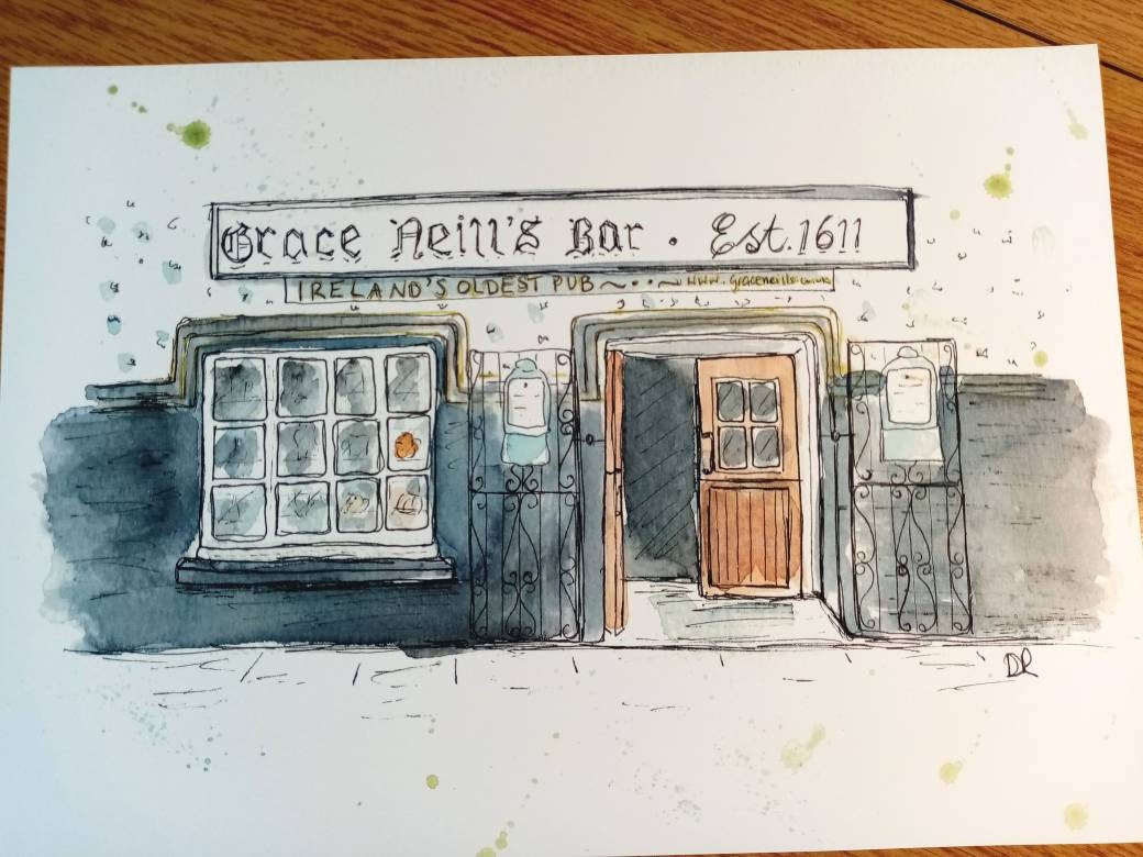 Grace Neill's Pub Donaghadee Watercolour Drawing Print | Etsy