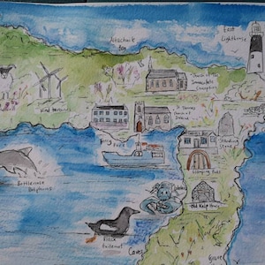 Rathlin Island Illustrated Map. Original. A3 Size. - Etsy