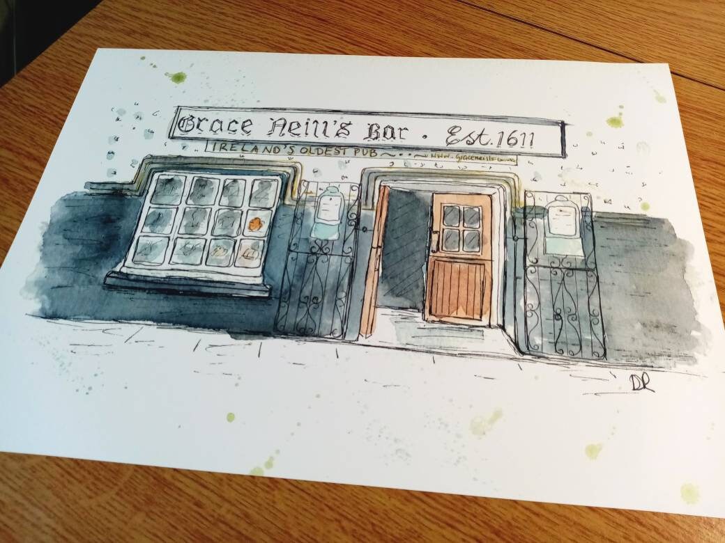 Grace Neill's Pub Donaghadee Watercolour Drawing Print | Etsy