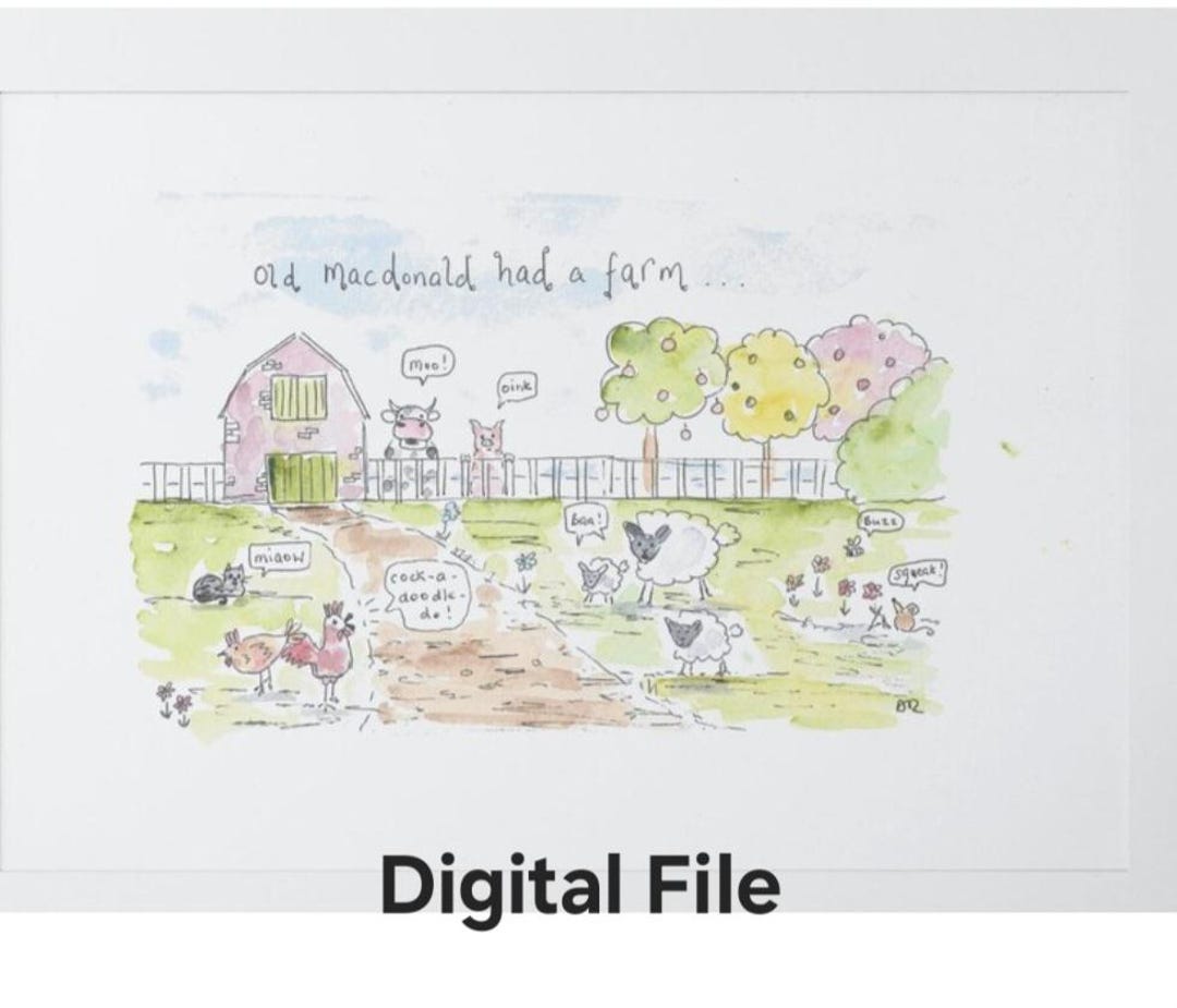 DOWNLOAD Old Macdonald Had a Farm Nursery Rhyme Illustration. - Etsy