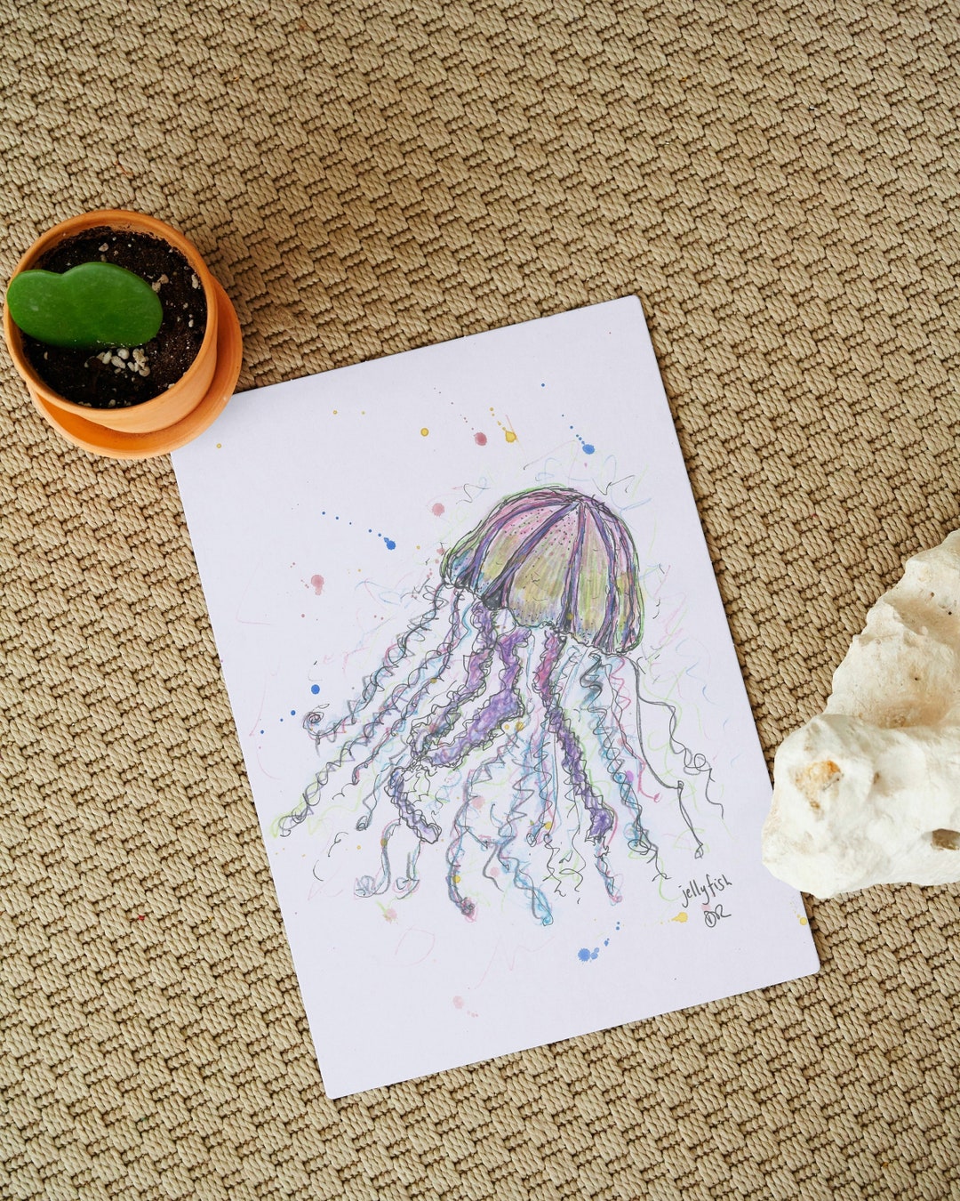 Jellyfish Drawing Card - Etsy
