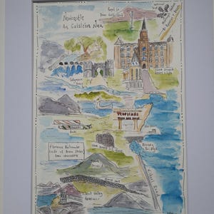 Newcastle Co Down Illustrated Map. Pen and Watercolour. Original Work ...