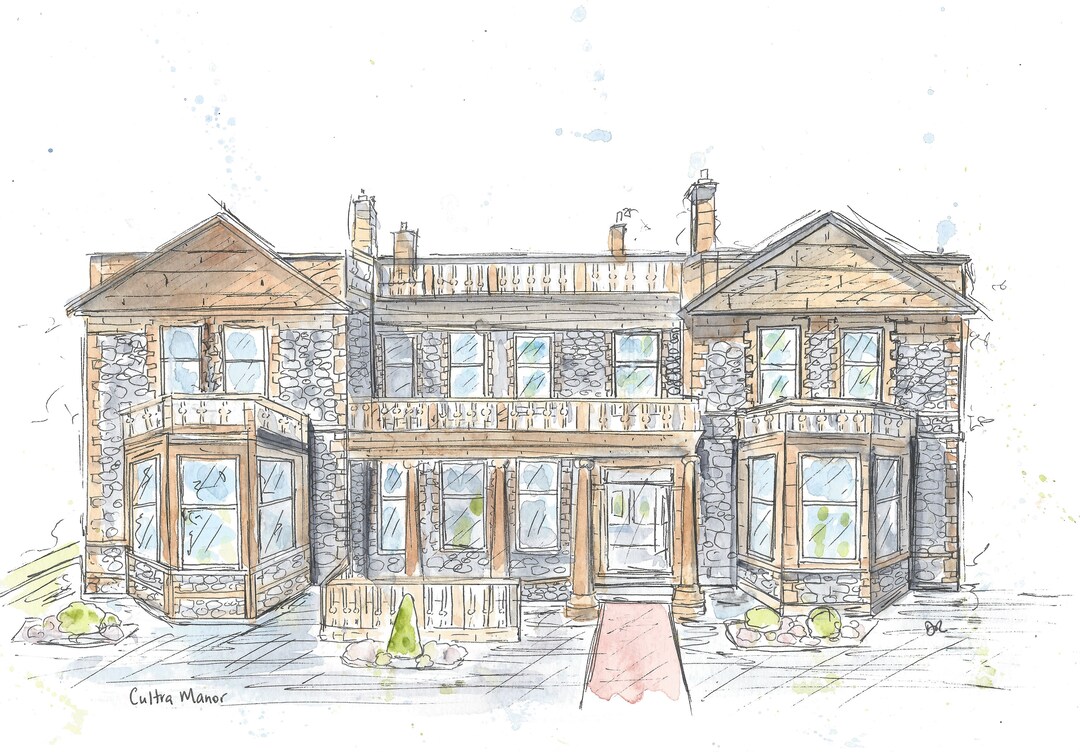 Cultra Manor Watercolour Drawing Print. A4/ A3 Size - Etsy