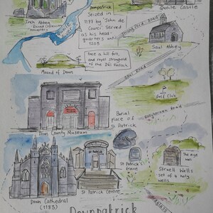Downpatrick Illustrated Map. Pen and Watercolour. Original Work. A4 ...