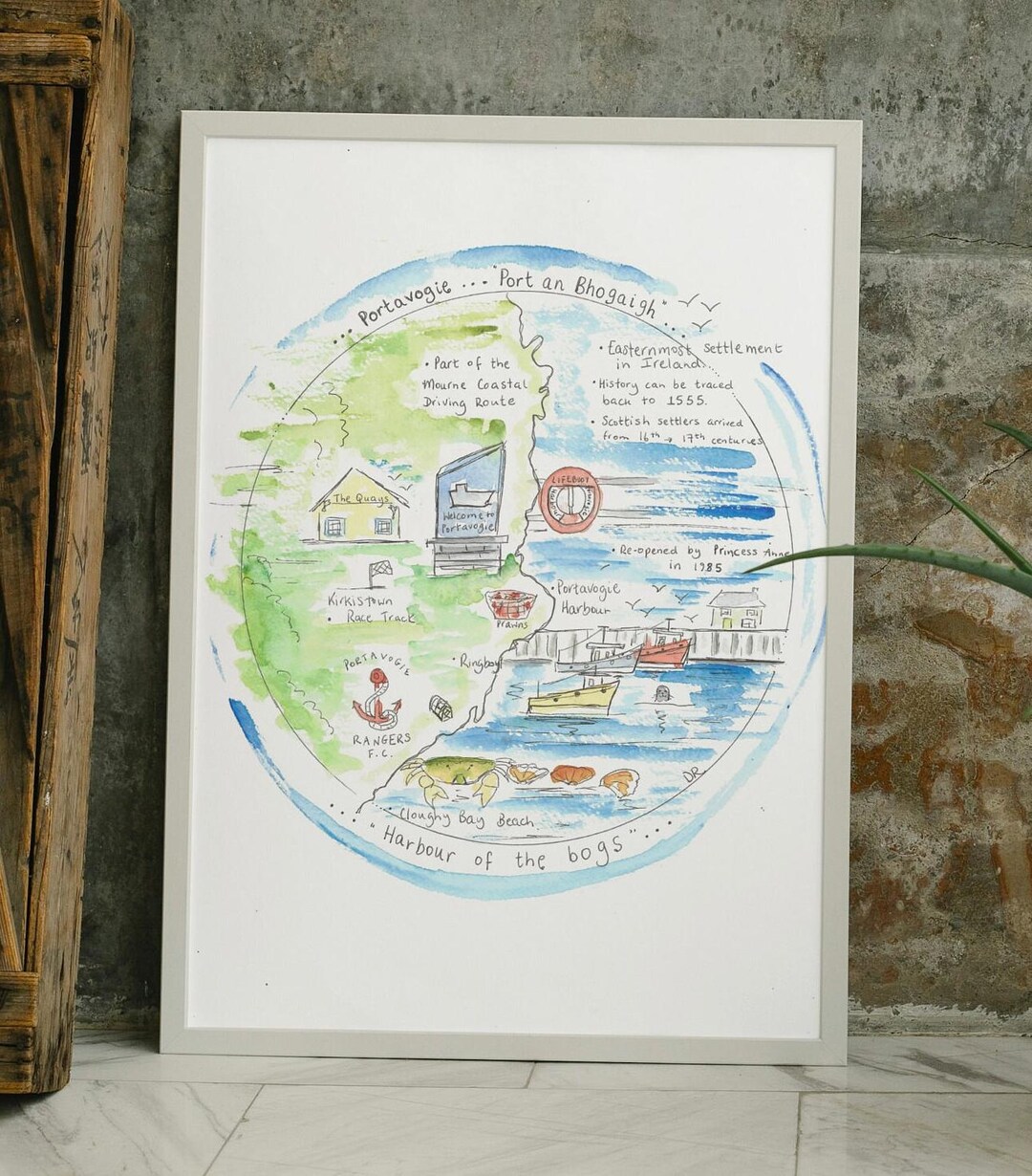 Portavogie Illustrated Map Poster Print. Unframed. - Etsy