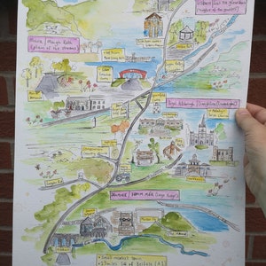 Dromore Moira Hillsborough Illustrated Map. Original. A3 Size. - Etsy