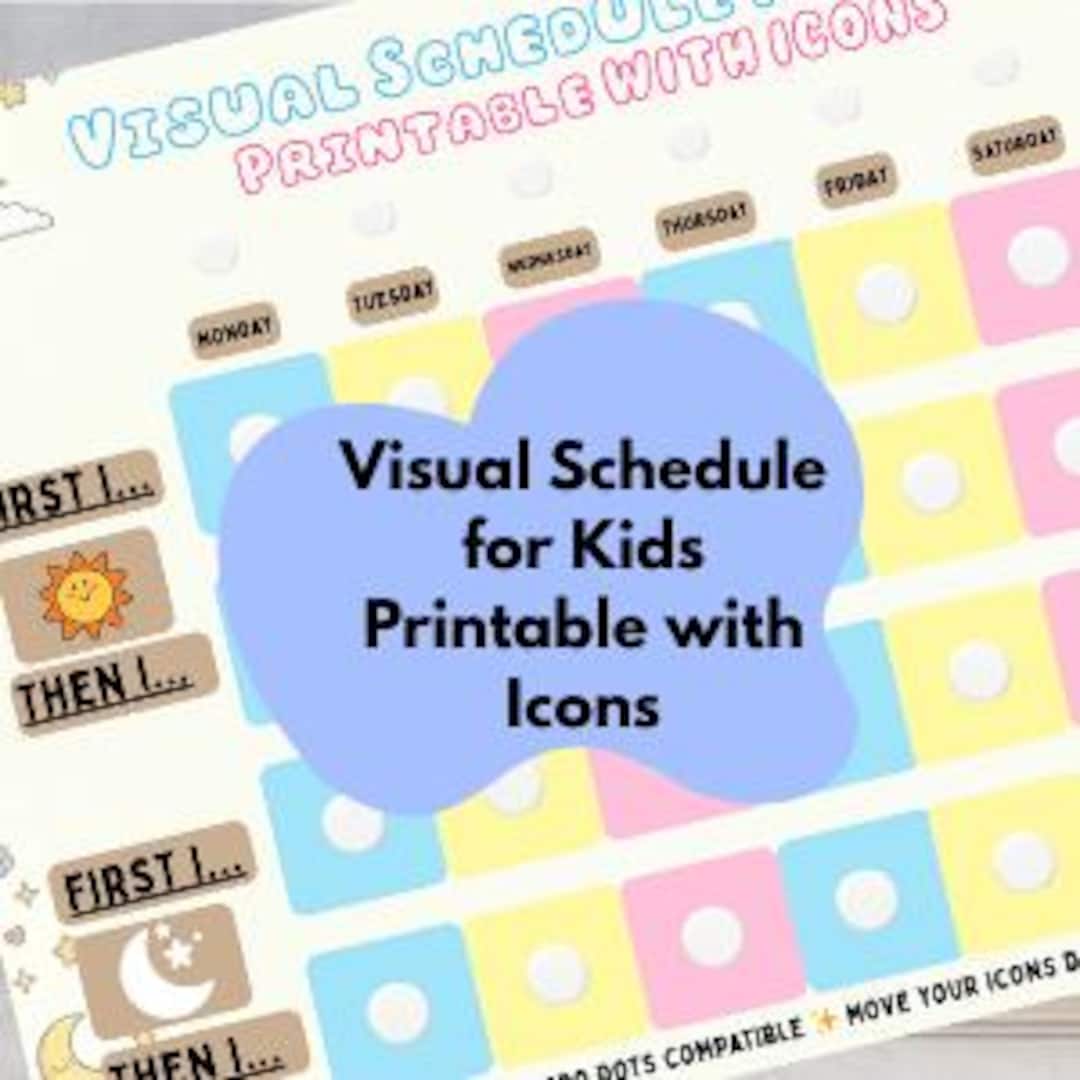 Visual Schedule for Kids Printable With Icons First Then Board Velcro ...