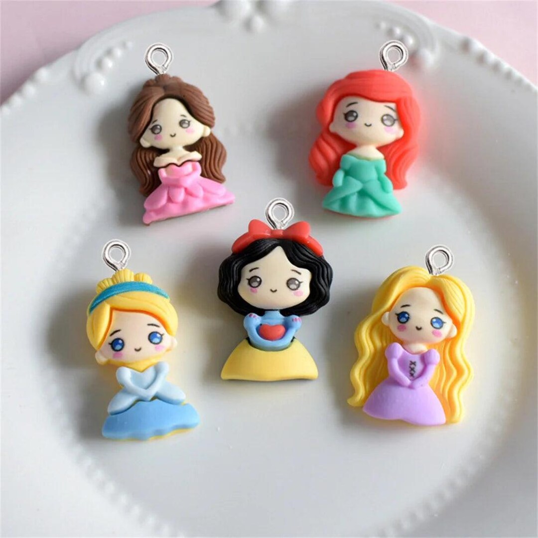 Resin Cartoon Princess Charms - 10 Pieces - DIY Necklace, Earrings ...