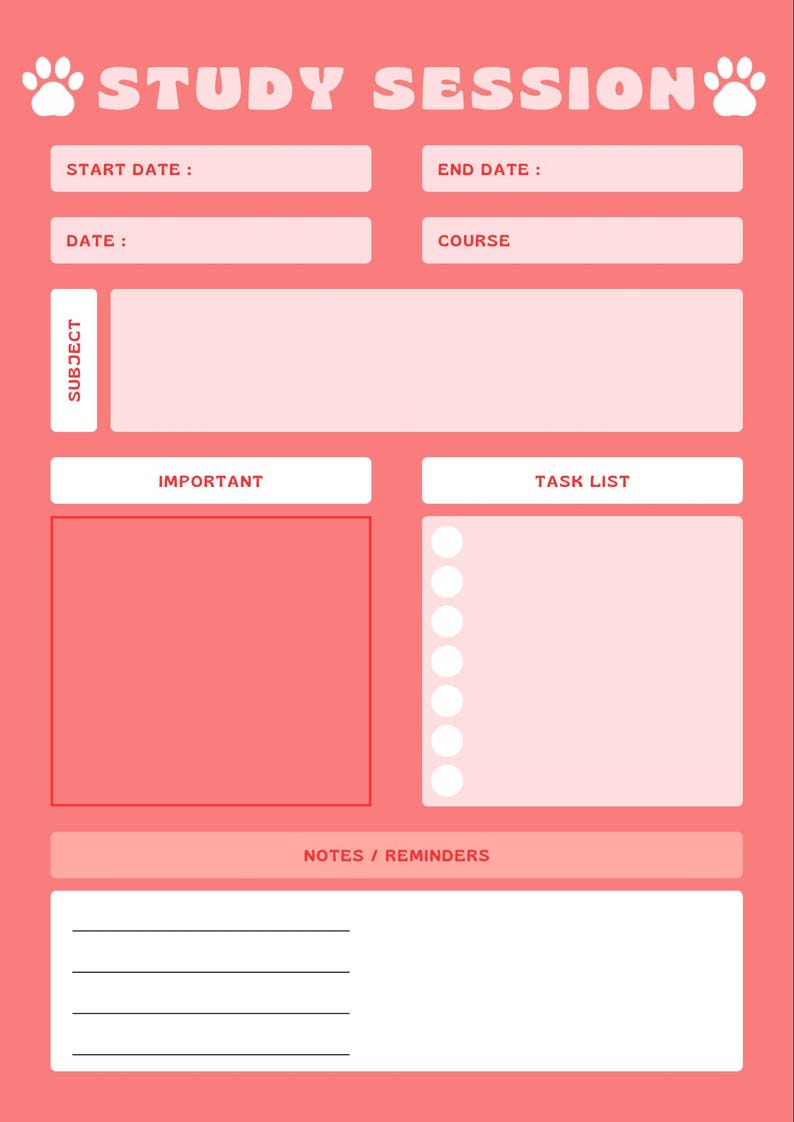 Study Planner Canva Template | Cat Learning Planner | Undated Daily ...