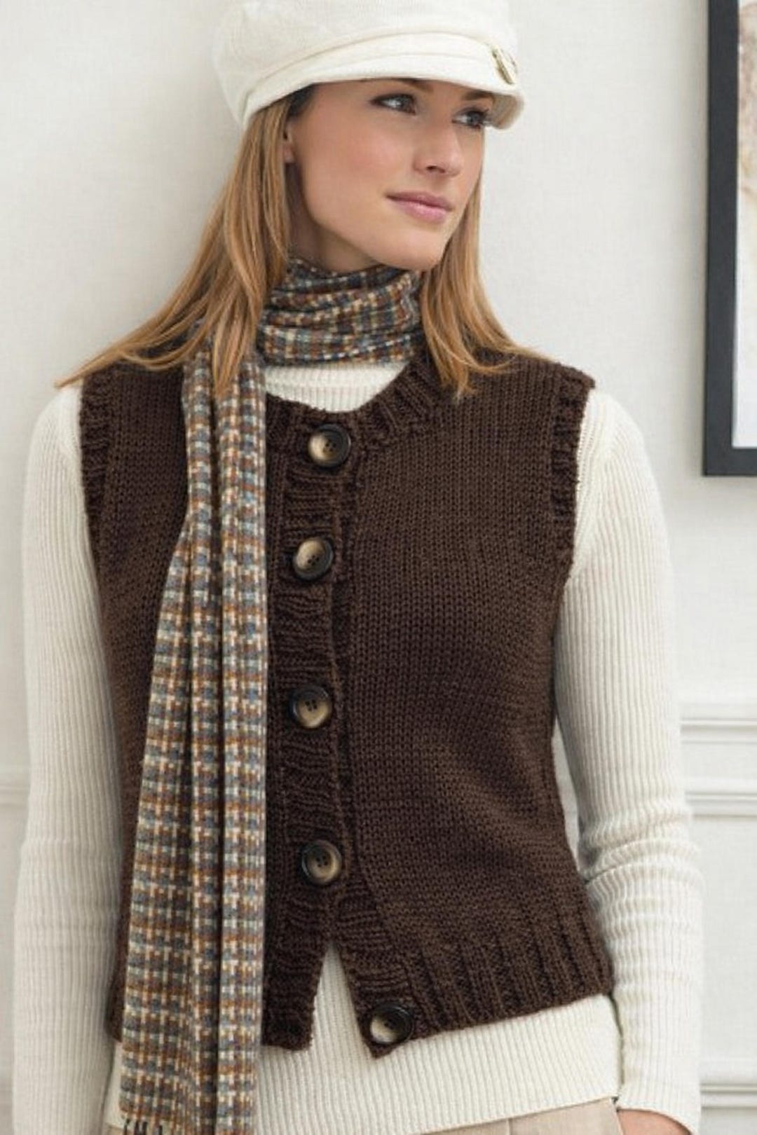 Easy Knit Plain Womens Waistcoat Chunky Vest Knitting Pattern PDF ...