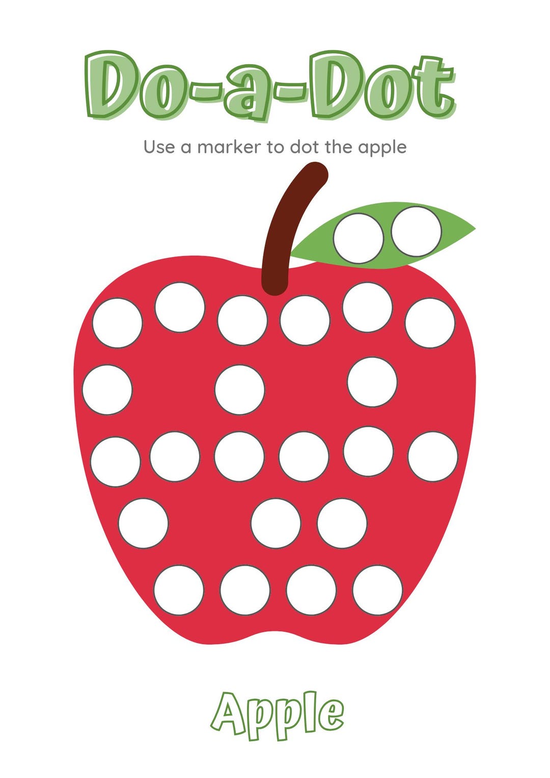 Fruit Do-a-dot Worksheet: Apple & Orange (PDF Pattern - Etsy