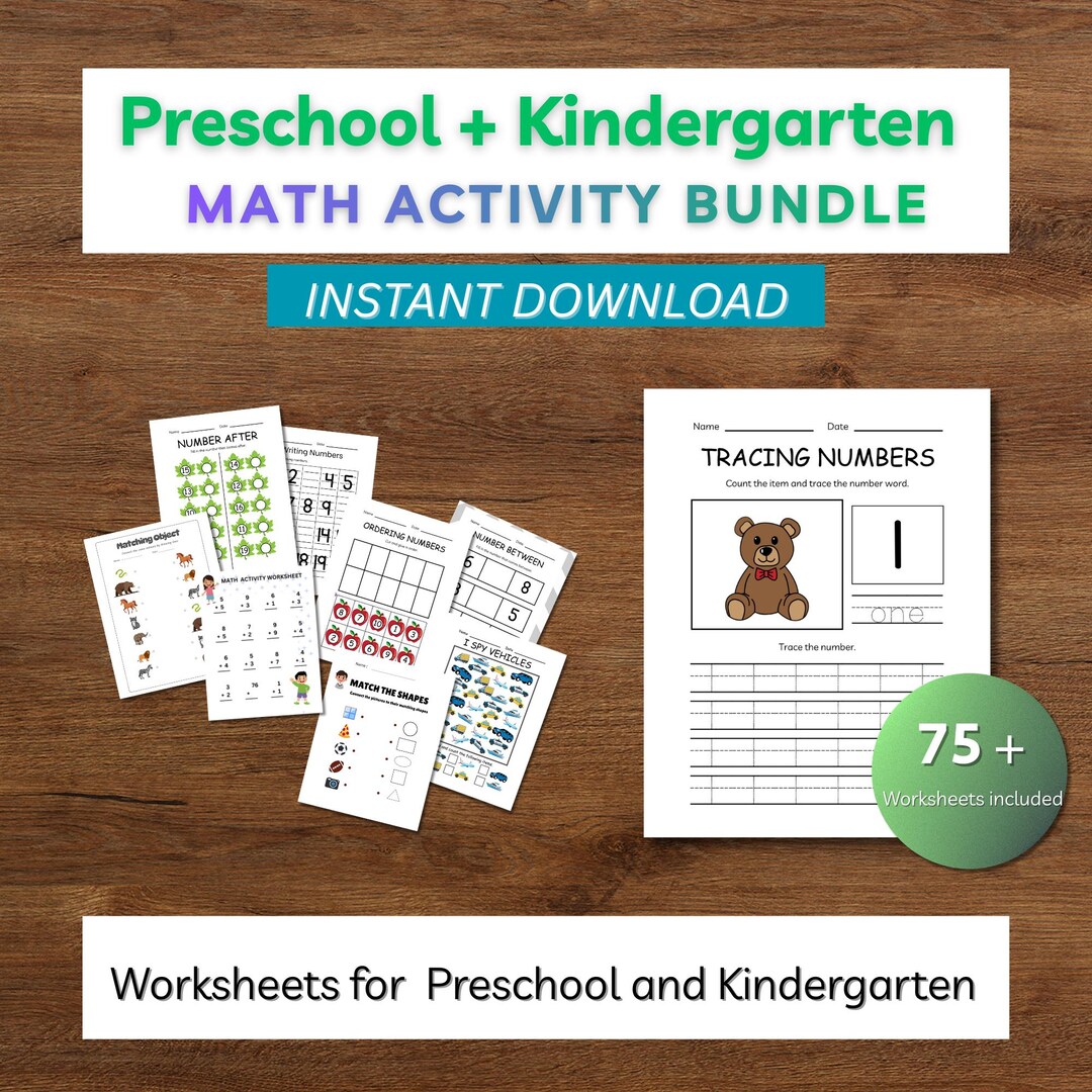 Preschool Kindergarten Math Worksheets: Addition, Tracing, Shapes ...