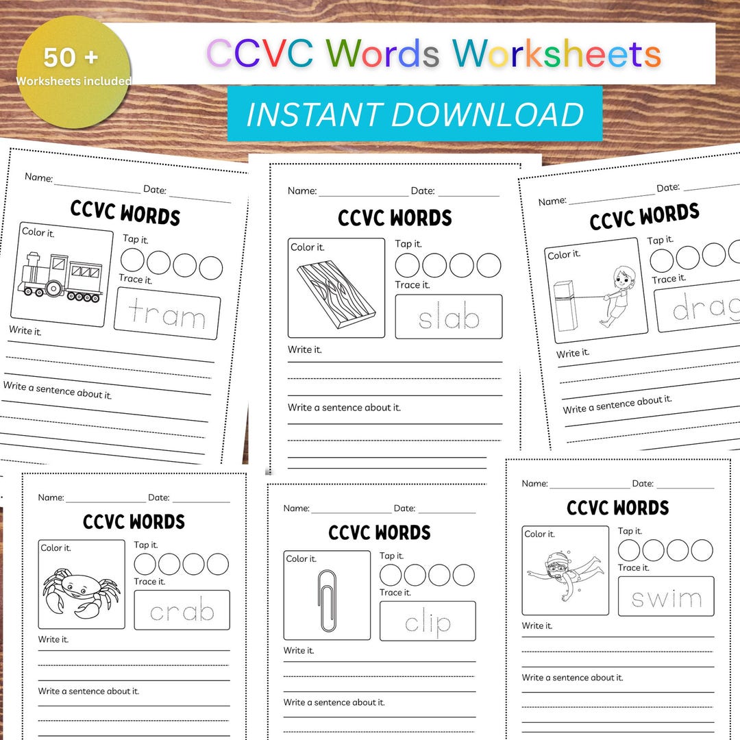 Kindergarten CCVC Word Worksheets | 1st Grade Reading Writing CCVC ...