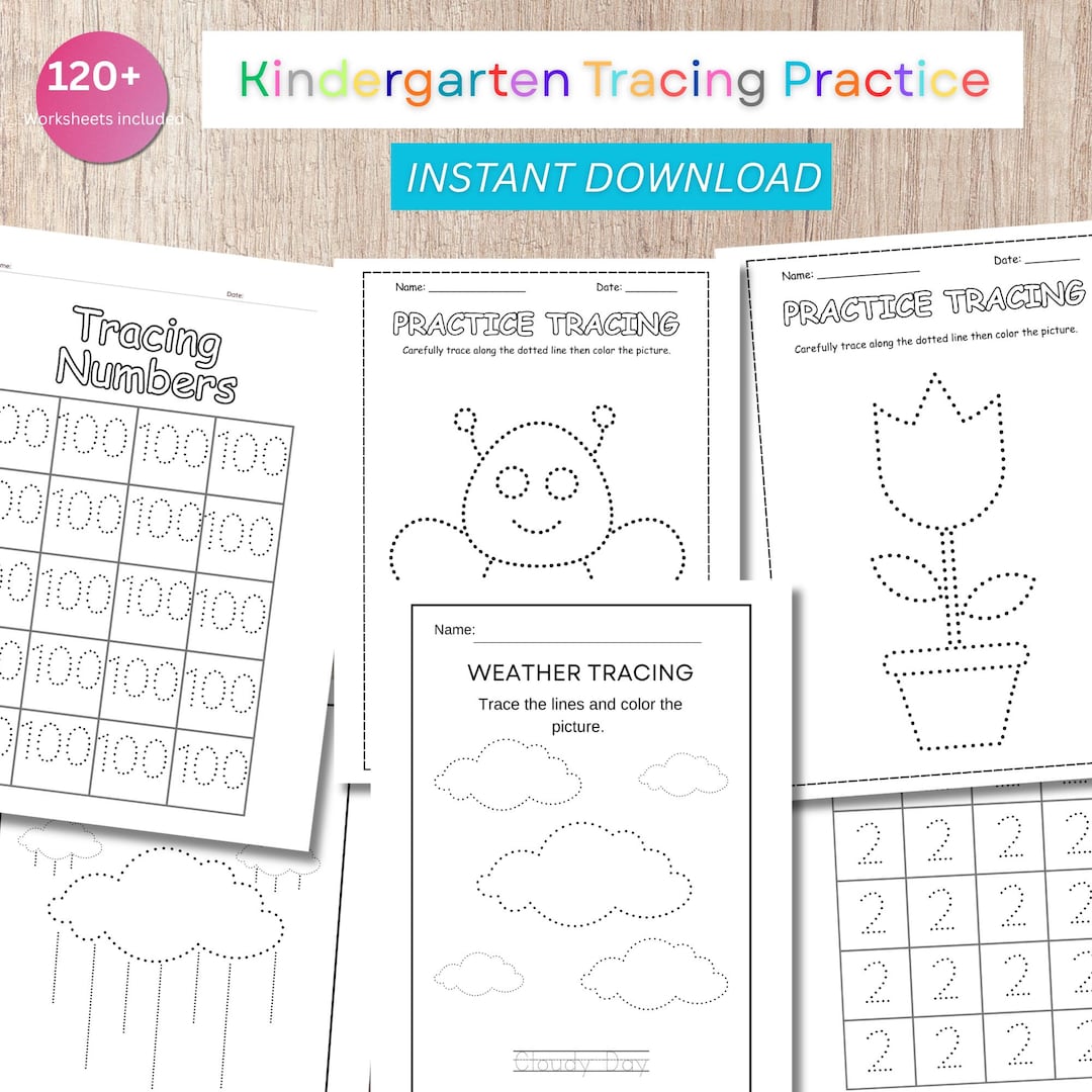 Kindergarten Math Tracing Worksheets | Numbers 1-100 Preschool Counting ...