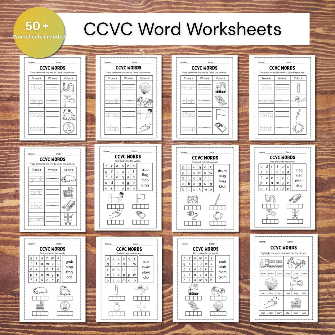 Kindergarten CCVC Word Worksheets | 1st Grade Reading Writing CCVC ...