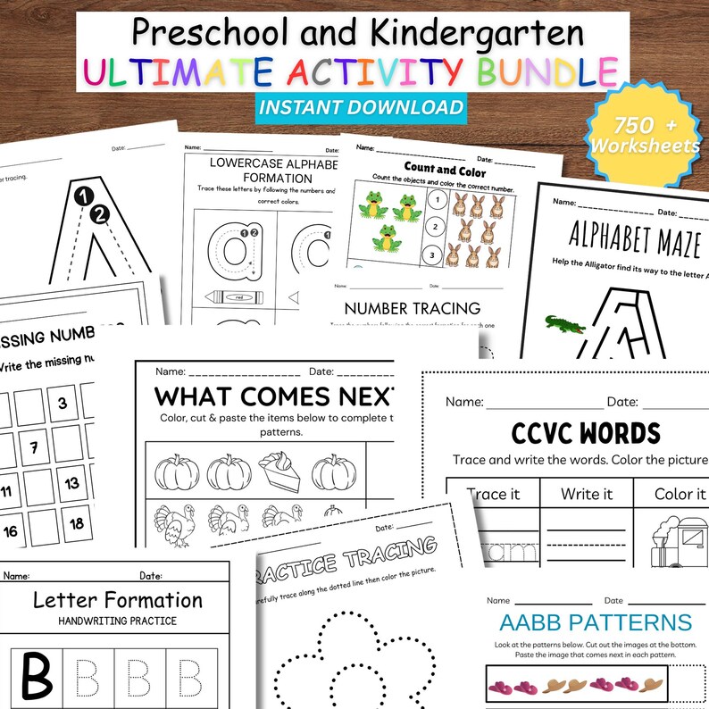 Kindergarten Math & Alphabet Activity Bundle | 750+ Preschool ...