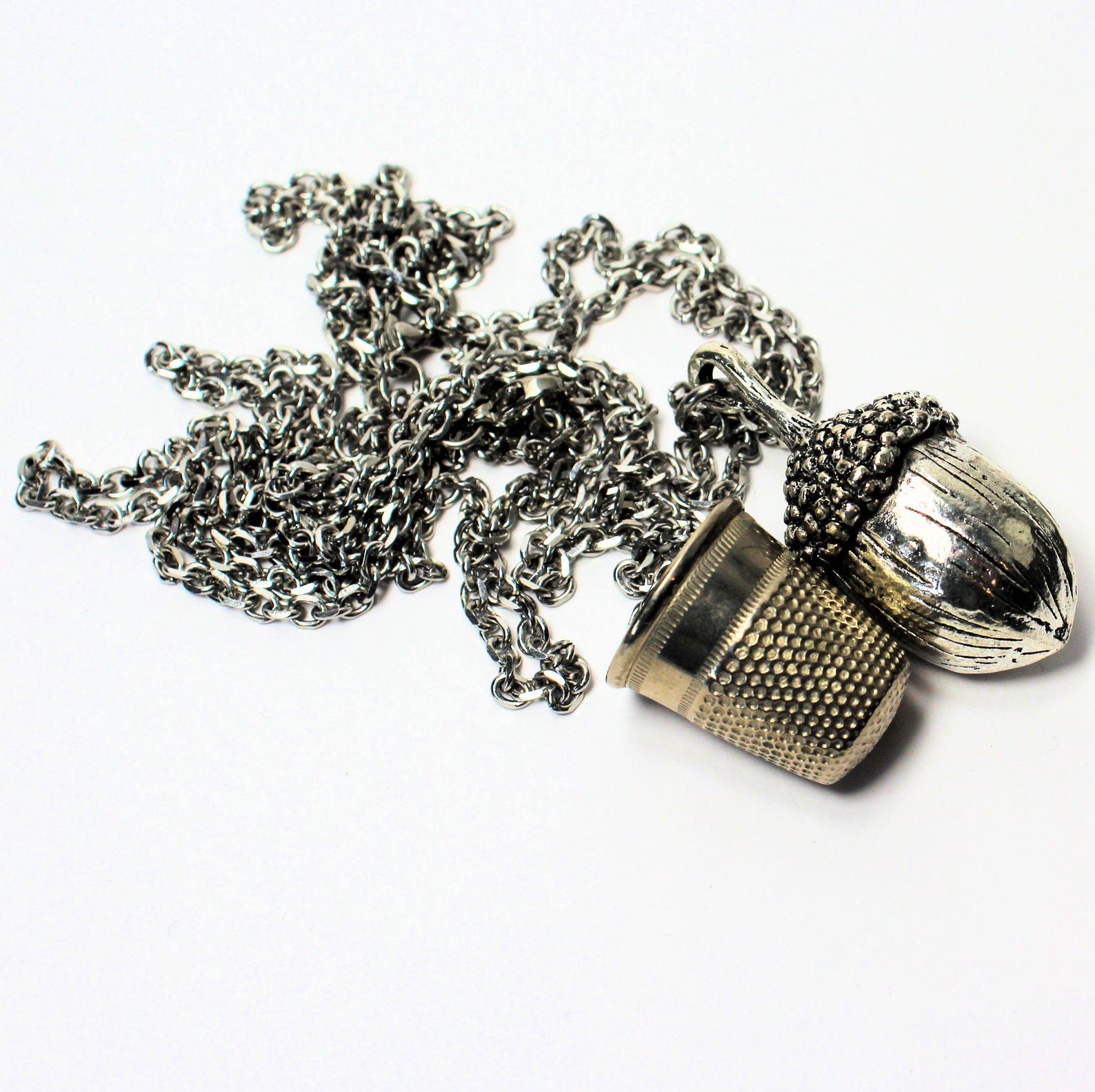 Acorn Thimble Couples Stainless Steel Necklace SET Peter Pan | Etsy