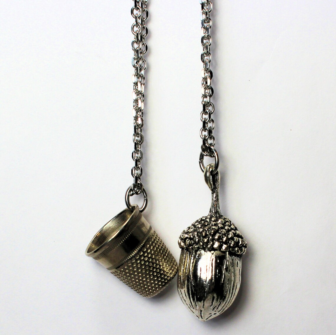 Acorn Thimble Couples Stainless Steel Necklace SET Peter Pan | Etsy
