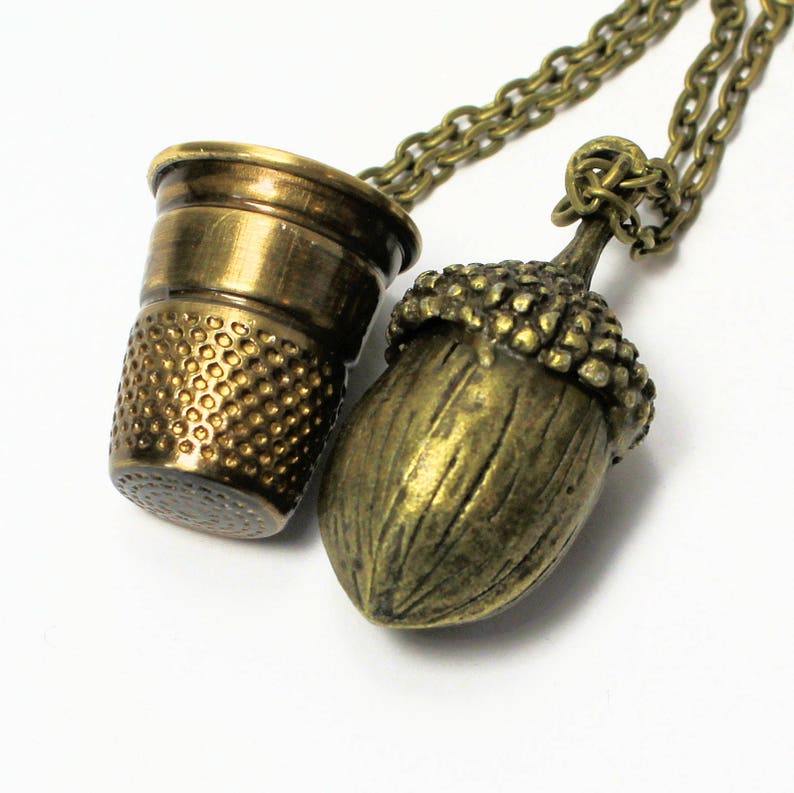 Thimble and Acorn Necklace SET Peter Pan Jewelry Thimble & - Etsy