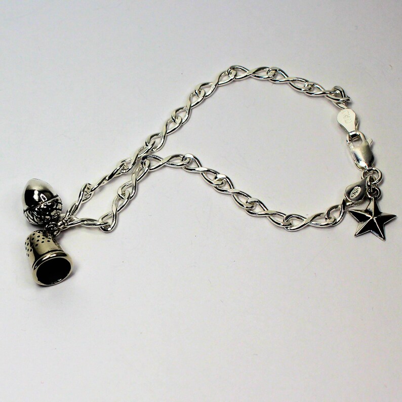 Acorn and Thimble Solid Sterling Silver Bracelet Peter Pan - Etsy