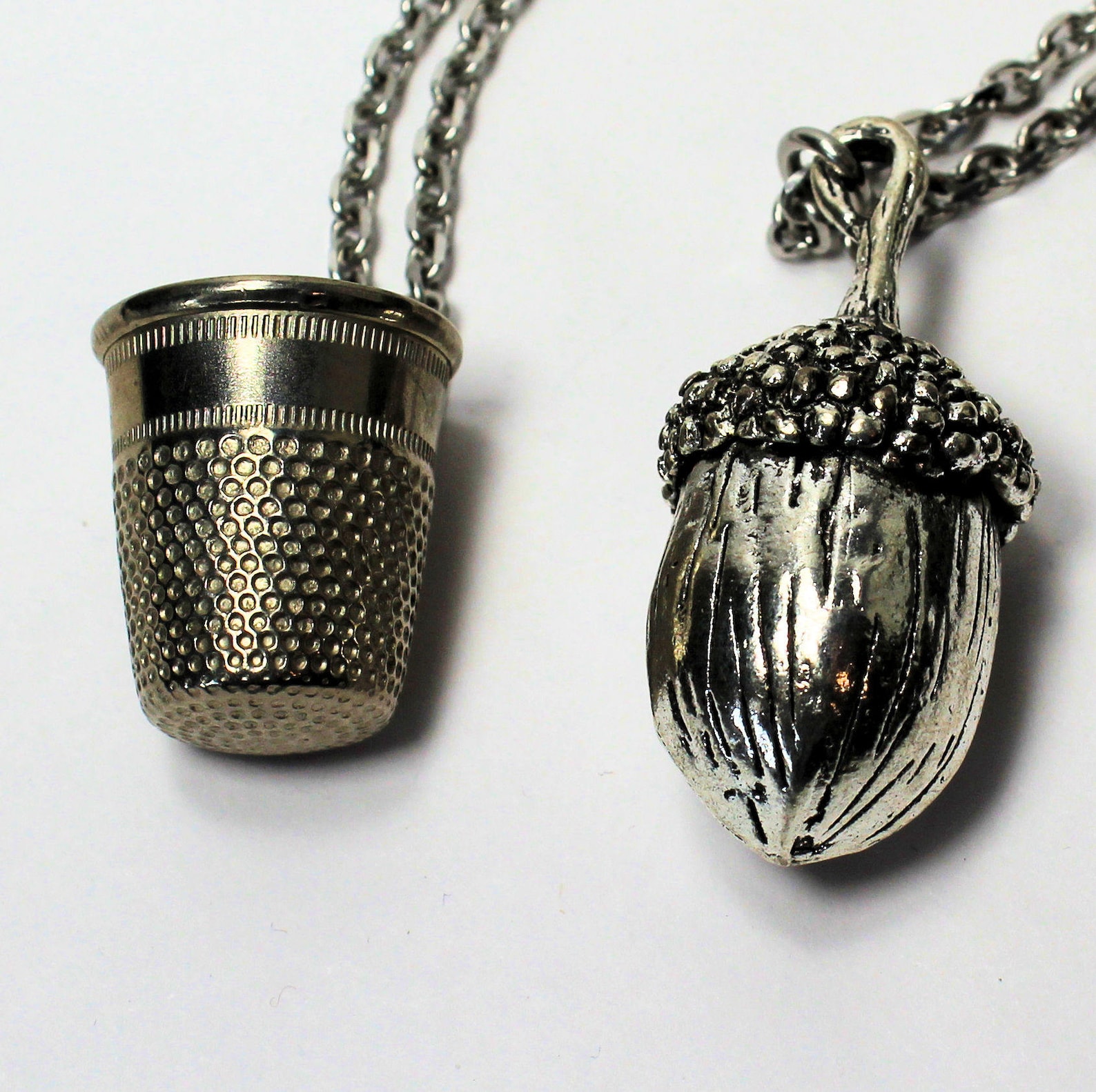 Acorn Thimble Couples Stainless Steel Necklace SET Peter Pan | Etsy