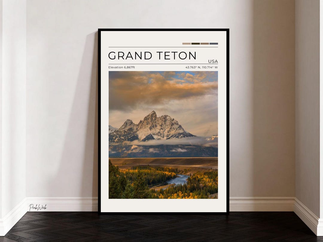 Grand Teton National Park Poster, Wyoming USA Wall Art, Snake River ...