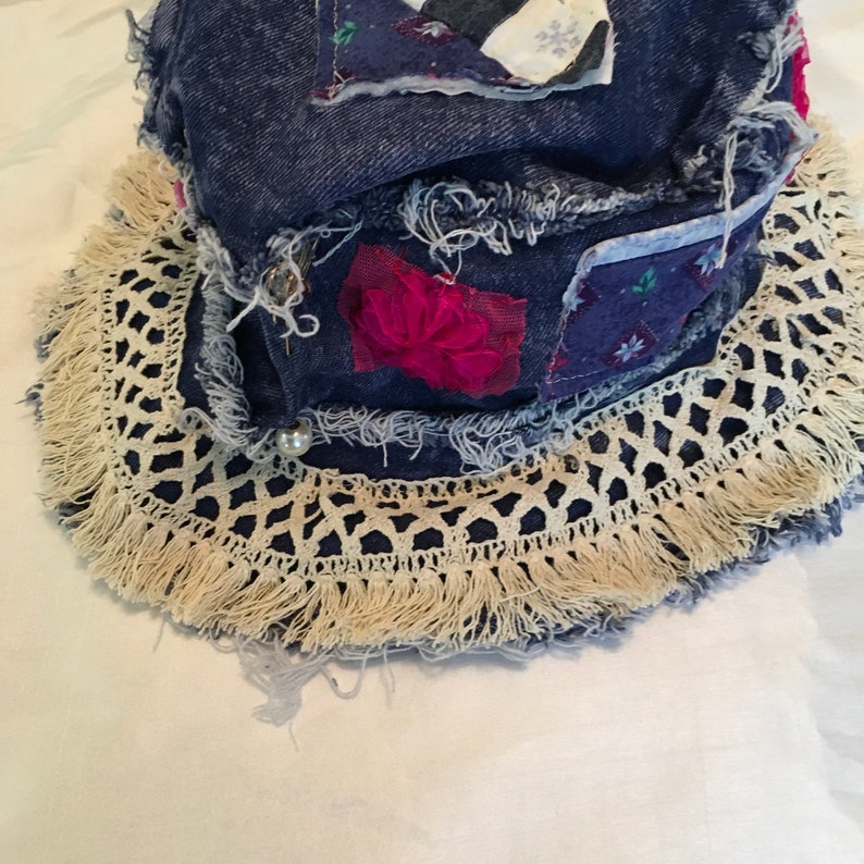 Upcycled Hat Tie Died Blue Denim Cotton Bucket Hat New Size Large - Etsy