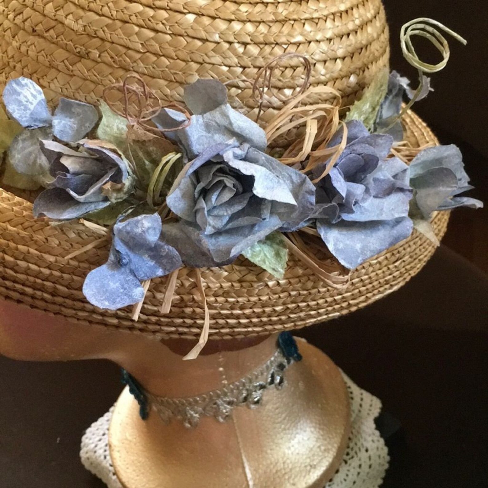 Vintage Fedora Straw Hat With Turned up Rolled Brim. 23 Around Inside ...