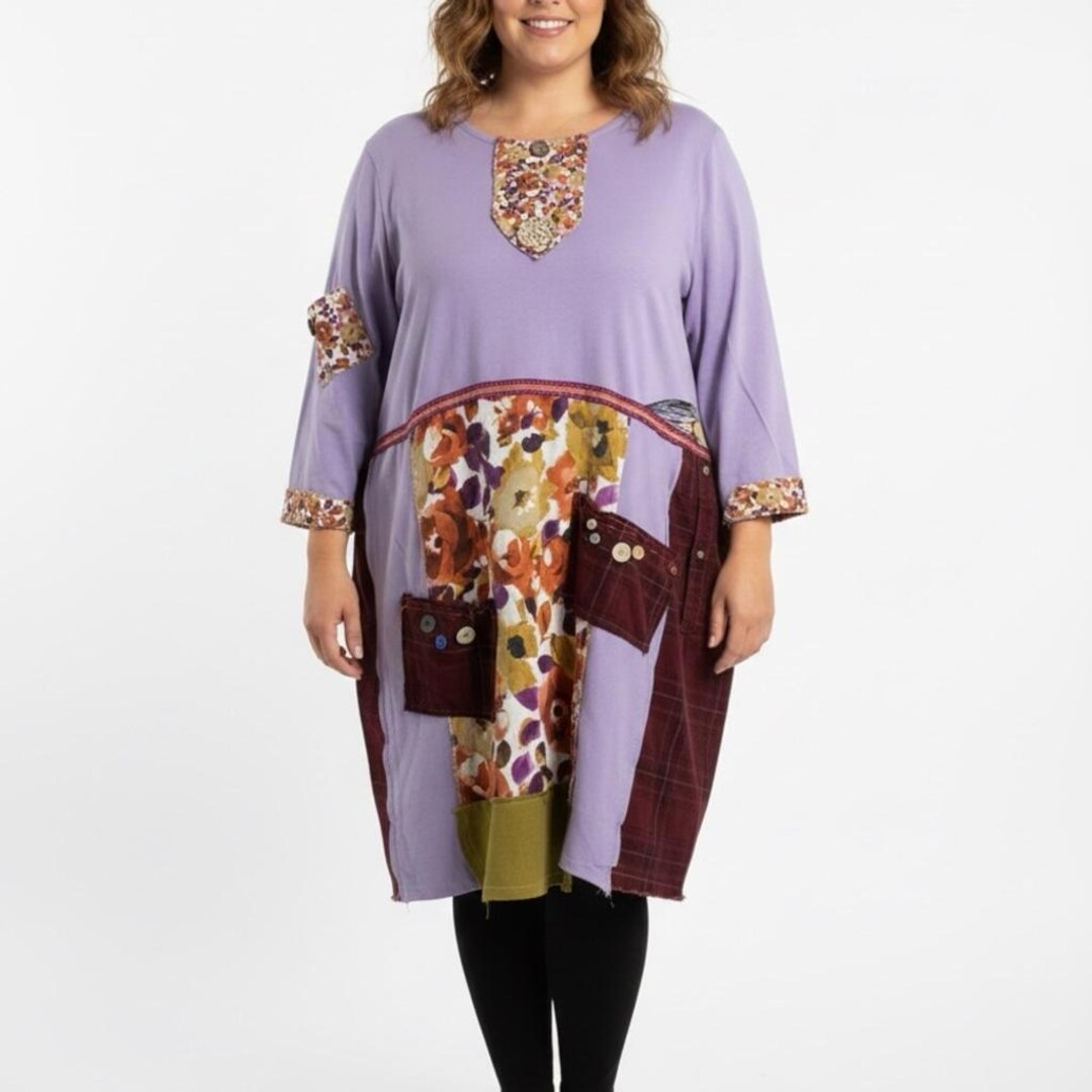 Upcycled Patchwork Art-to-wear Tunic Dress Plus Size Lagen Look - Etsy