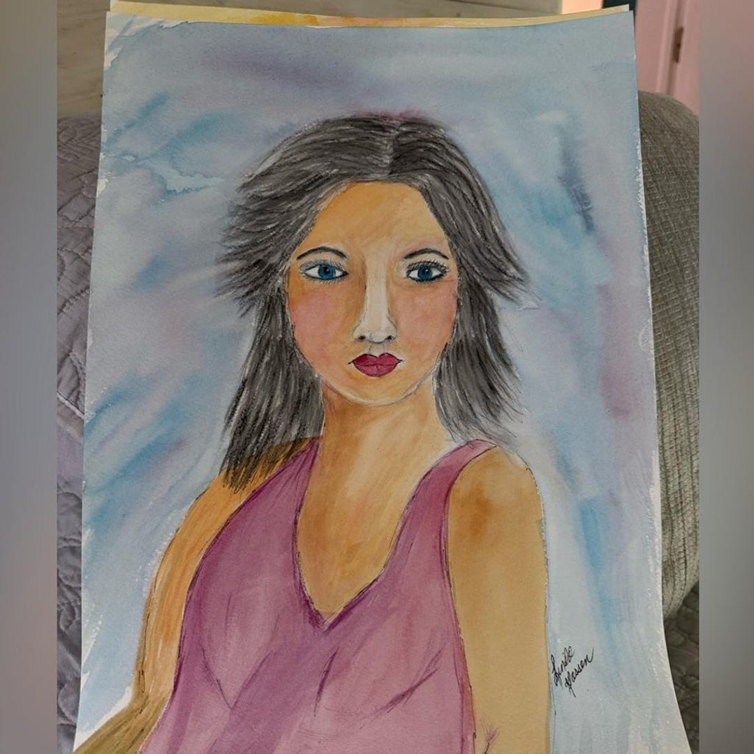 Original Watercolor Painting of Lady in Pink 10x14 on 140 Lb Watercolor ...
