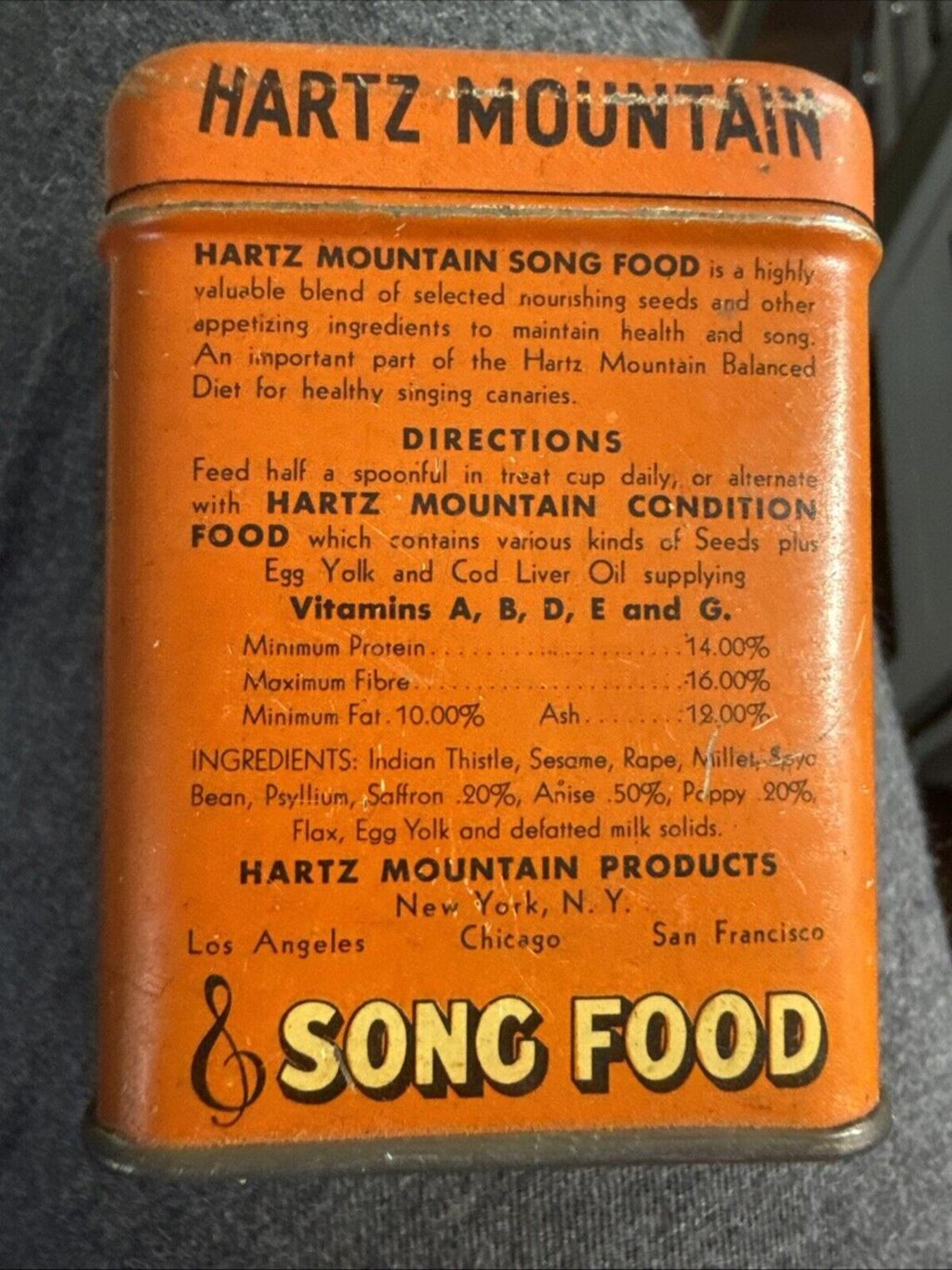 Hartz Mountain Song Food Tin, Canary / Bird Food New York No. 210 - Etsy