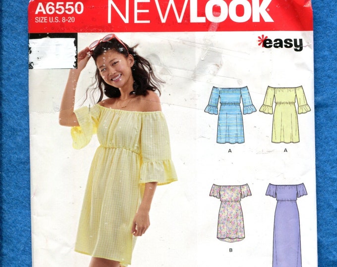 New Look 6550 Country Chic off the Shoulder Dresses Pattern Size 8 to ...