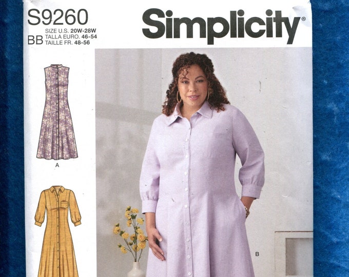 Simplicity 9260 Classic Princess Seam Shirt Dress Pattern Size 20W TO ...