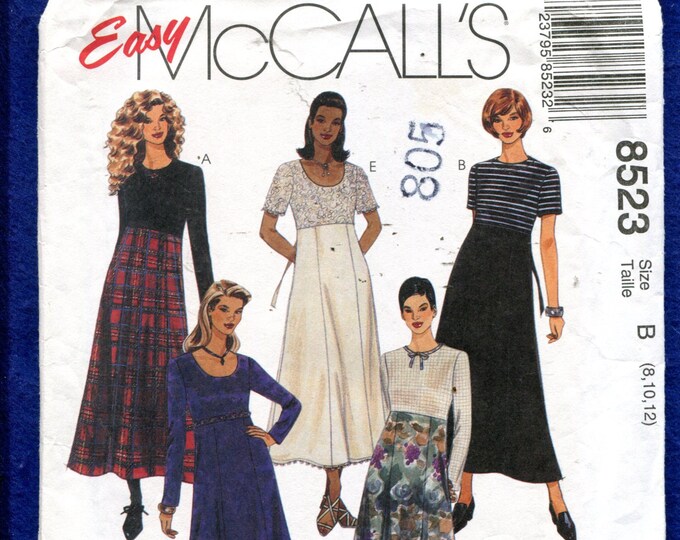 Mccall's 8523 Raised Waist Flared Dresses Pattern Size 8..10..12 UNCUT ...
