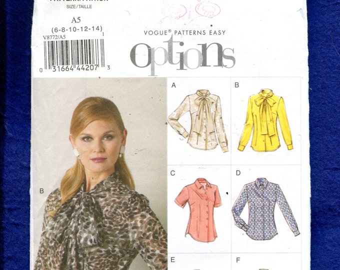 Vogue 8772 Classic Fit Blouses Pattern Size 6 to 14 UNCUT - Etsy