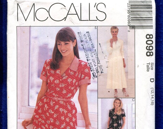 Mccall's 8098 WWII Era Inspired Dresses Pattern Size 12..14..16 UNCUT ...