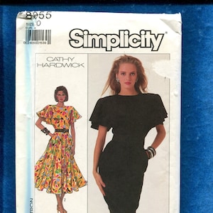 1980's Simplicity 8055 Sultry Designer Butterfly Sleeve Dresses Size 10 ...