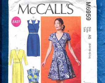 Vogue 8784 Flared & Slim Skirt Wrap Dresses Pattern Size 6 to 14 UNCUT ...