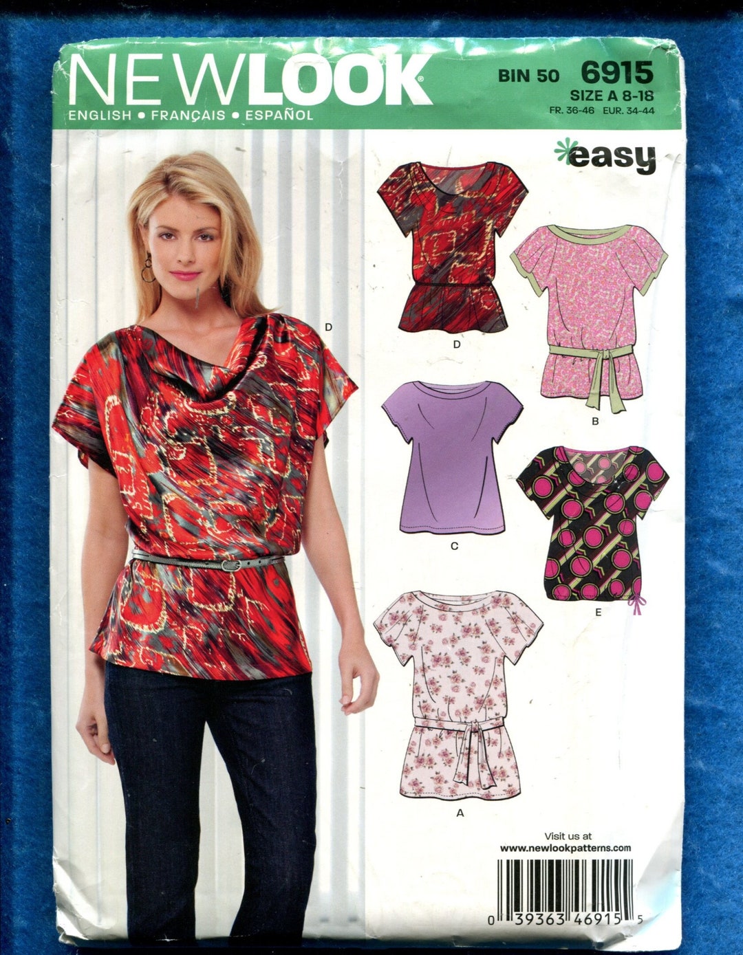 New Look 6915 Round Neckline Tops Pattern Size 8 to 18 UNCUT - Etsy
