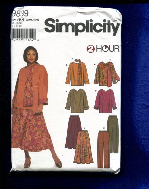 Simplicity 9839 Easy Fitting Tops Skirt & Pants Pattern Size | Etsy