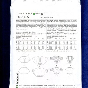 Vogue 9016 Designer Elizabeth Gillette Day or Evening Shrugs Pattern ...
